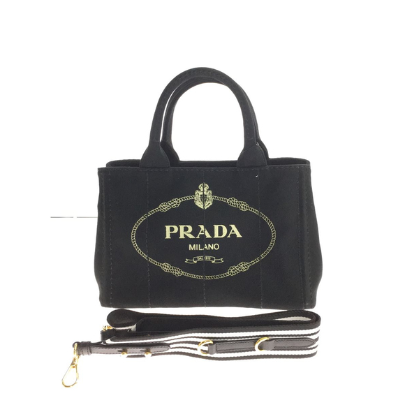 Prada | Bags | Prada Shoulder Bag Canvas Canapa Black | Poshmark